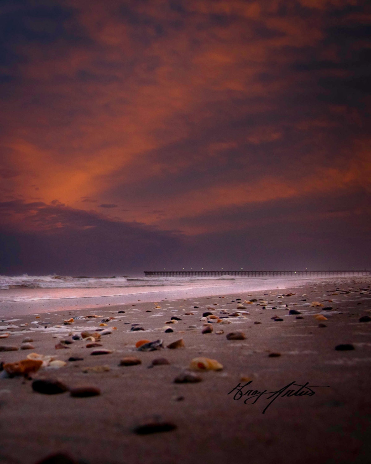 Topsail Beach Sunset Photog * NORTH CAROLINA SEASCAPE * Crashing Waves ...