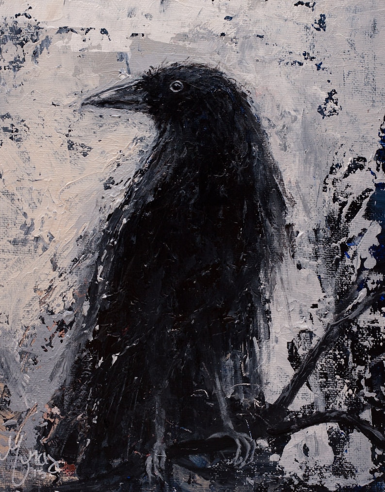 Edgar Alan Poe Gothic CROW Raven Giclee Print on Canvas of the Original ...