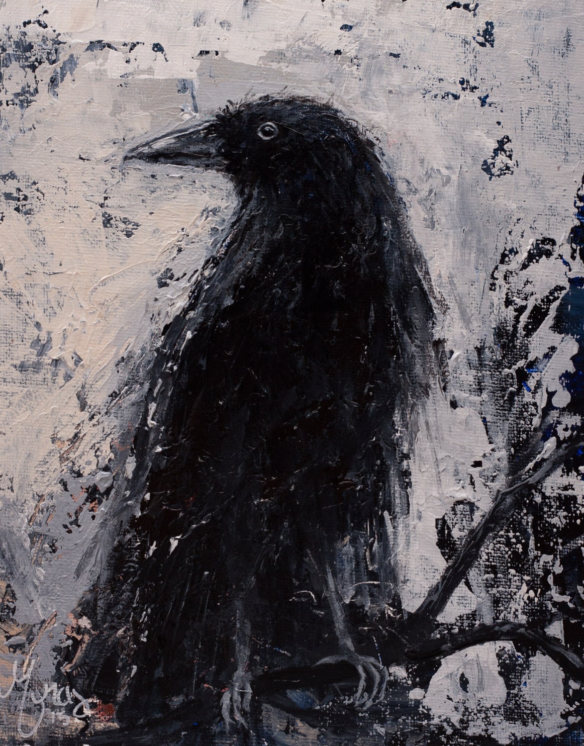 Edgar Alan Poe Gothic CROW Raven Giclee Print on Canvas of the Original ...