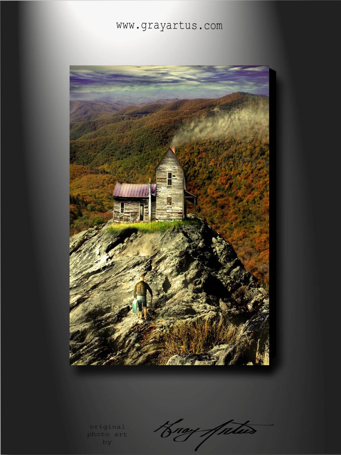 MOUNTAIN Rustic Cabin Canvas SURREAL FALL Landscape Photograph | Etsy