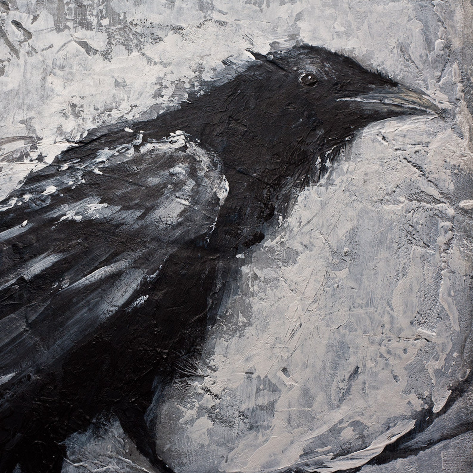 Raven Crow Painting Giclee Print on Stretched Canvas of Dark - Etsy