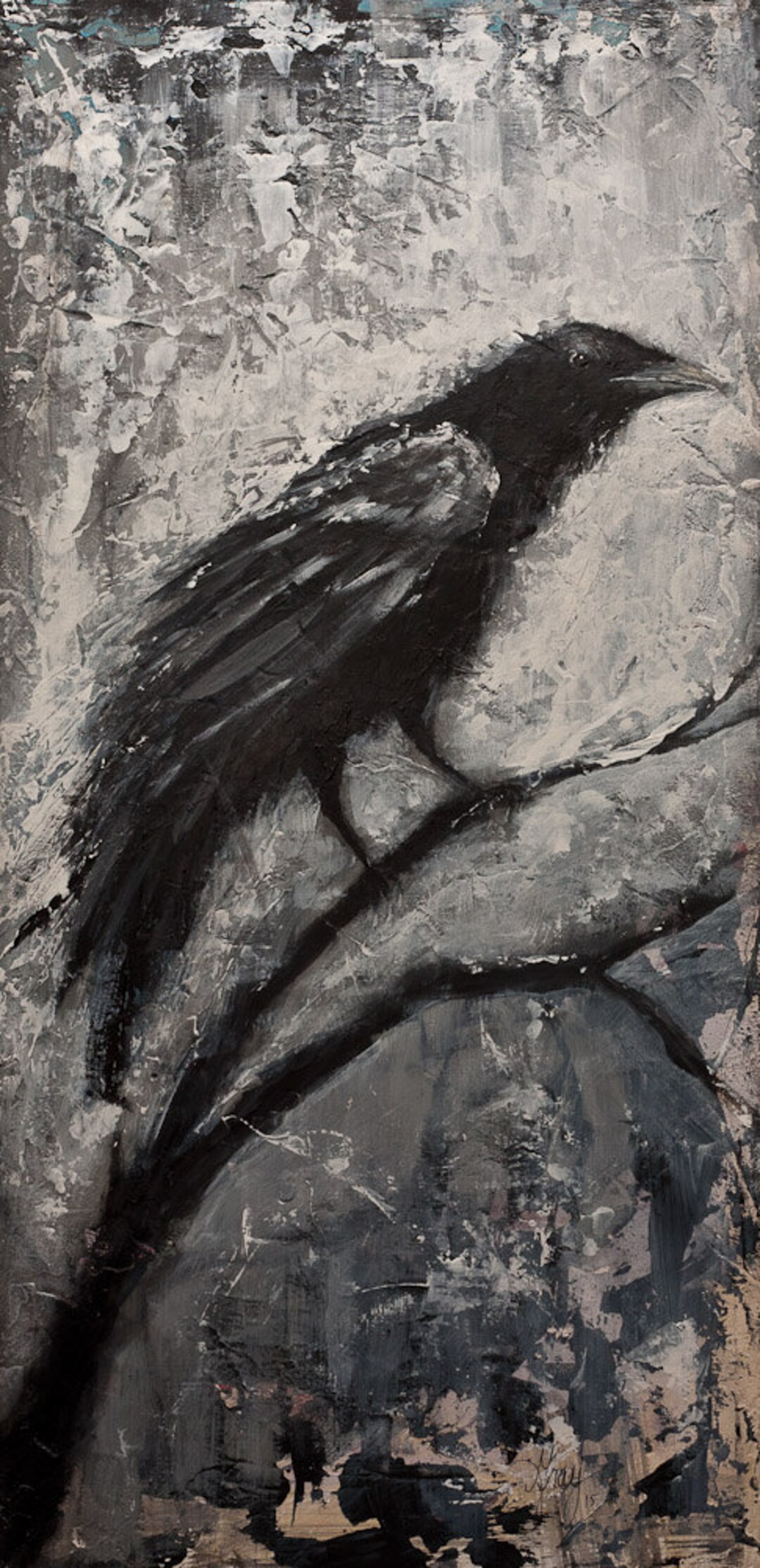 Raven Crow Painting * Giclee Print on Stretched Canvas of Dark Gothic ...