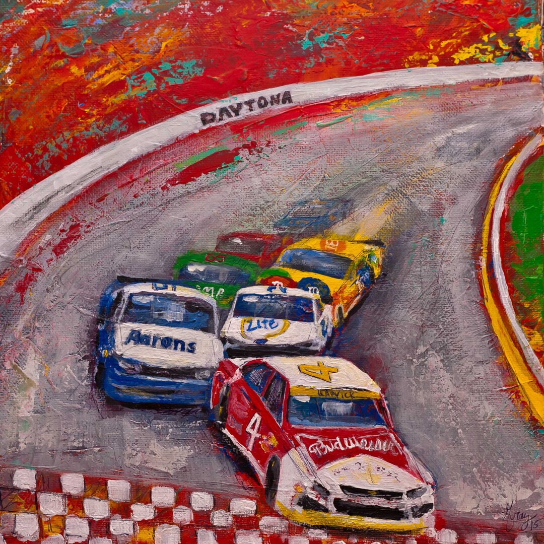 Nascar Wall Art Giclee Print on Canvas of the Original Painting Race ...