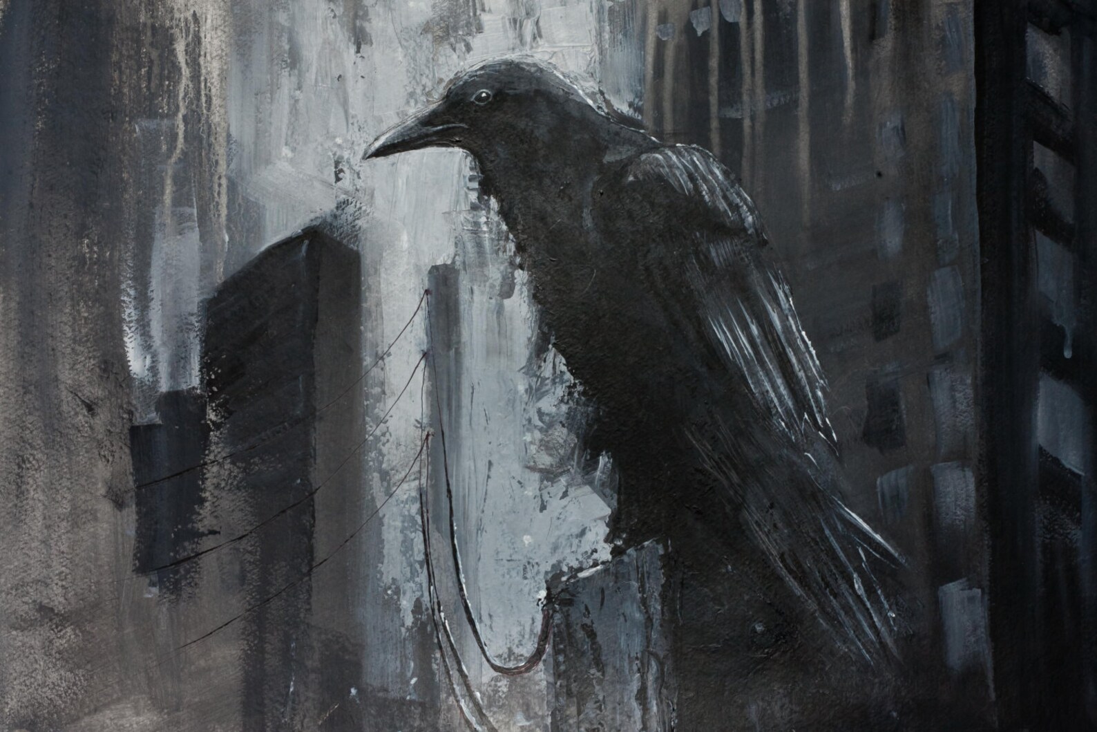 RAVEN CROW Decor * Giclee Print on CANVAS * Gothic Crow * Dark Moody ...