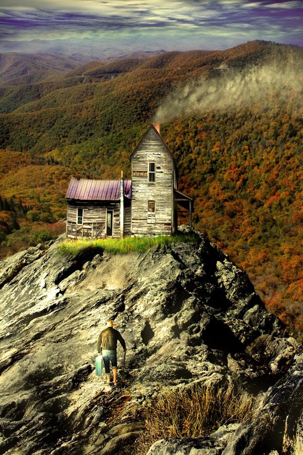 MOUNTAIN Rustic Cabin Canvas SURREAL FALL Landscape Photograph - Etsy