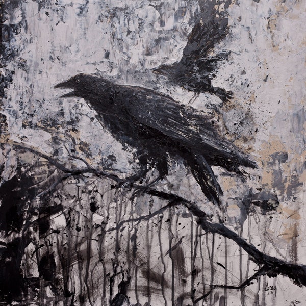 Raven Painting - Etsy