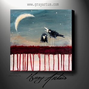 WHIMSICAL CROW Fun Humorous on Canvas * Giclee Print Canvas * Fantasy ...
