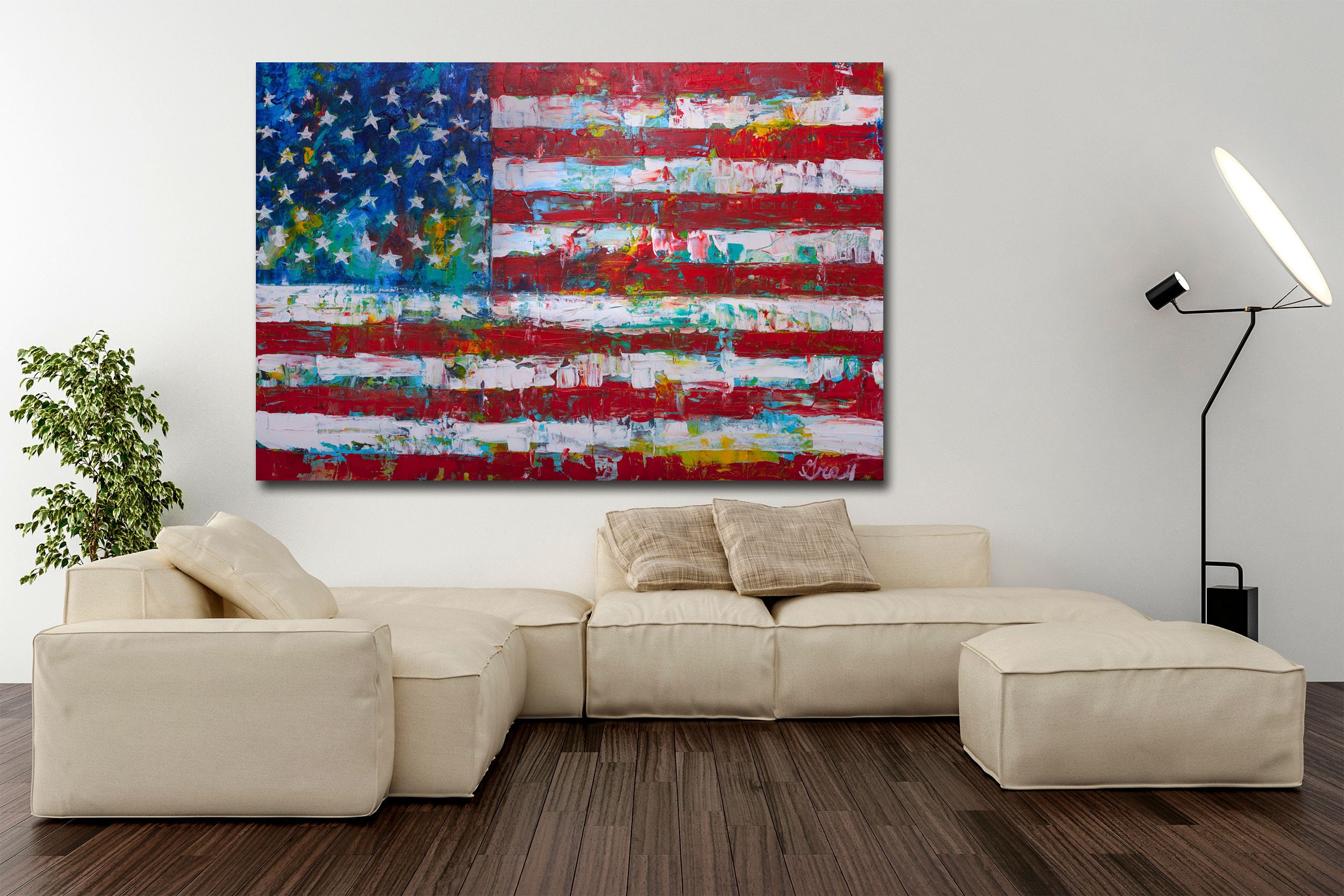 AMERICAN FLAG USA Emblem Art Made in United States of American Original ...