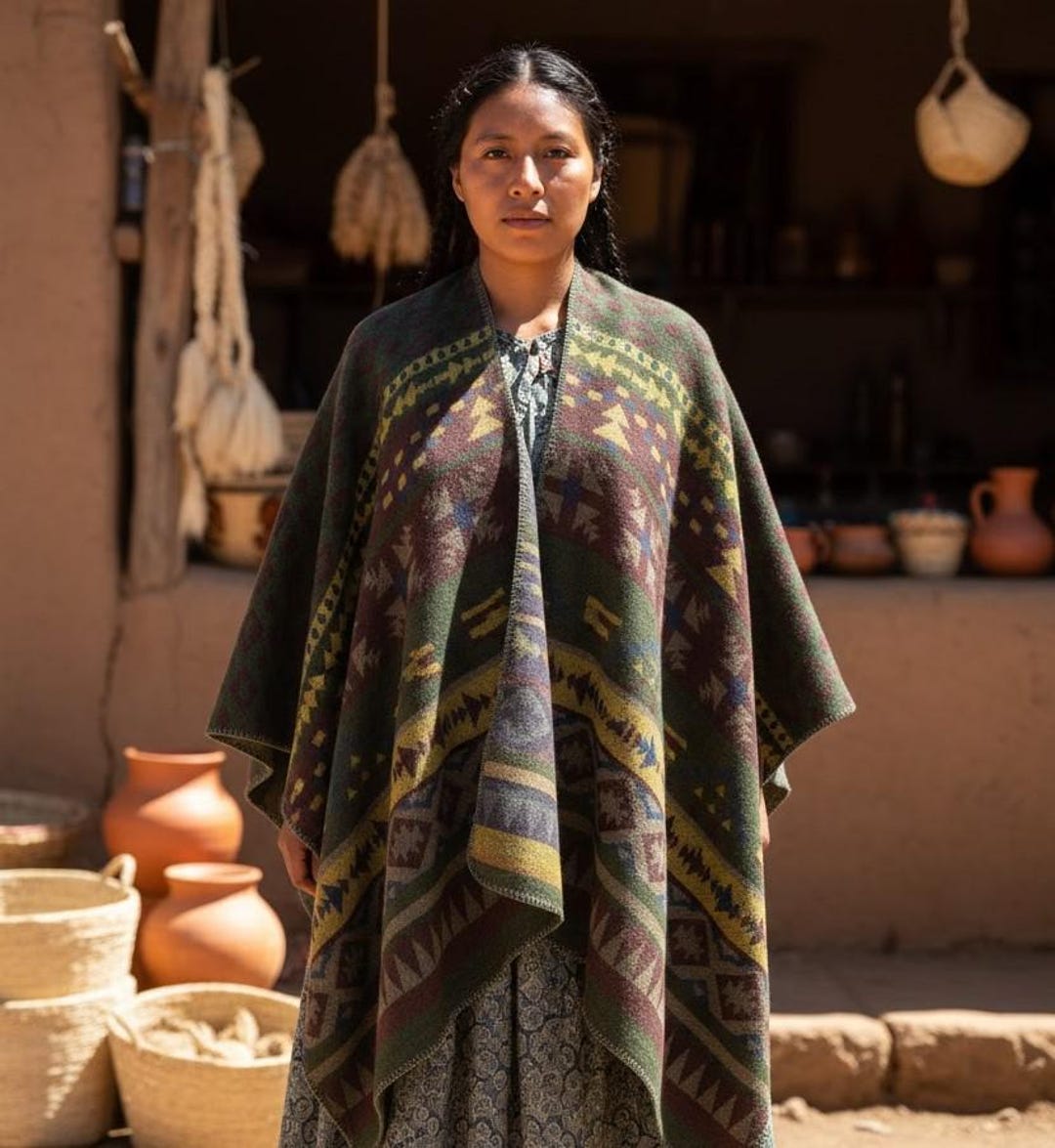 Geometric Poncho | Native American Style, Boho Festival Cape - Etsy