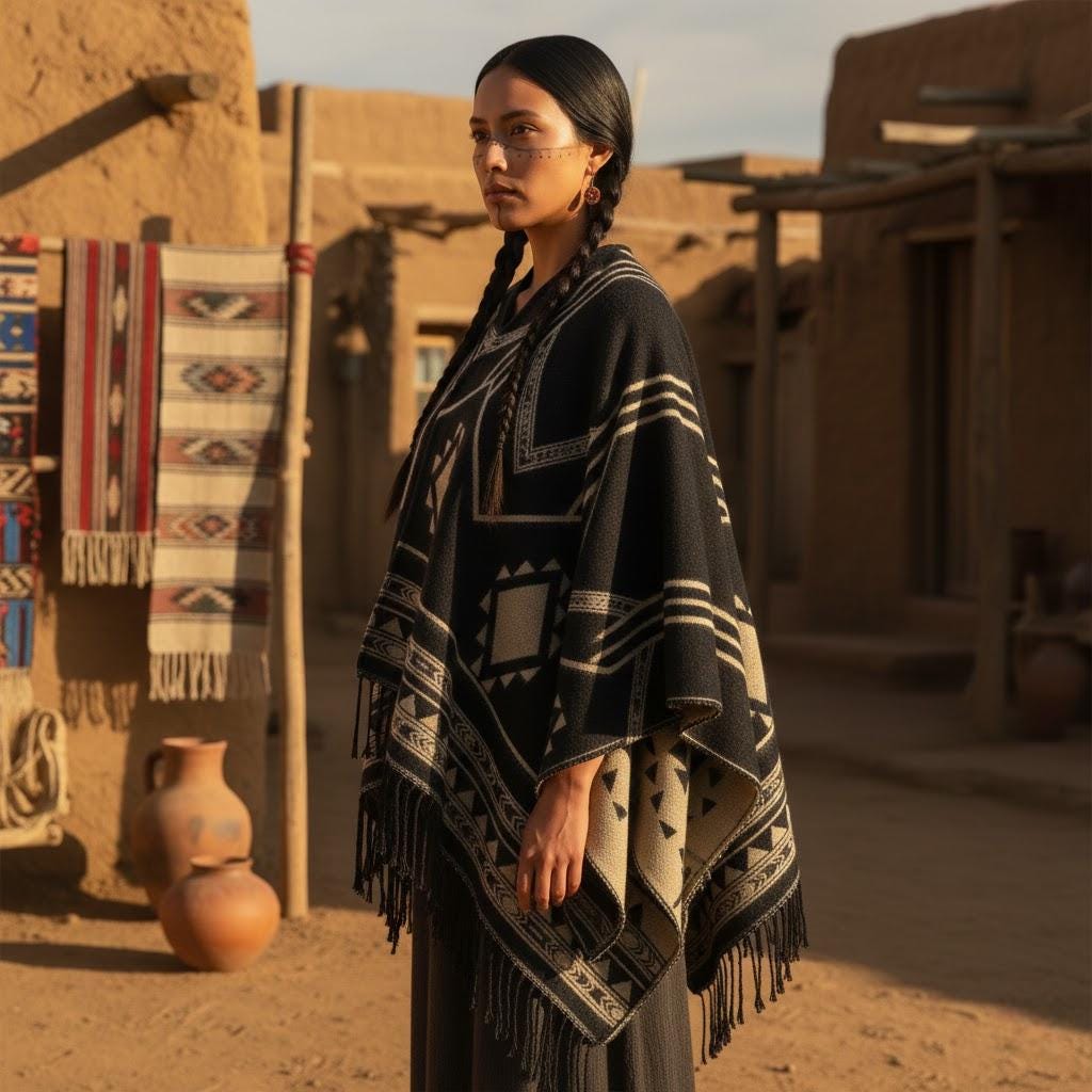 Native Inspired Western Poncho | Tribal Festival Cape | Boho Western ...