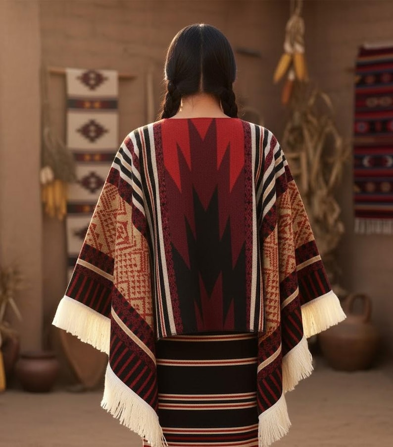 Native Western Poncho | Tribal Geometric Cape, Boho Festival Wrap - Etsy