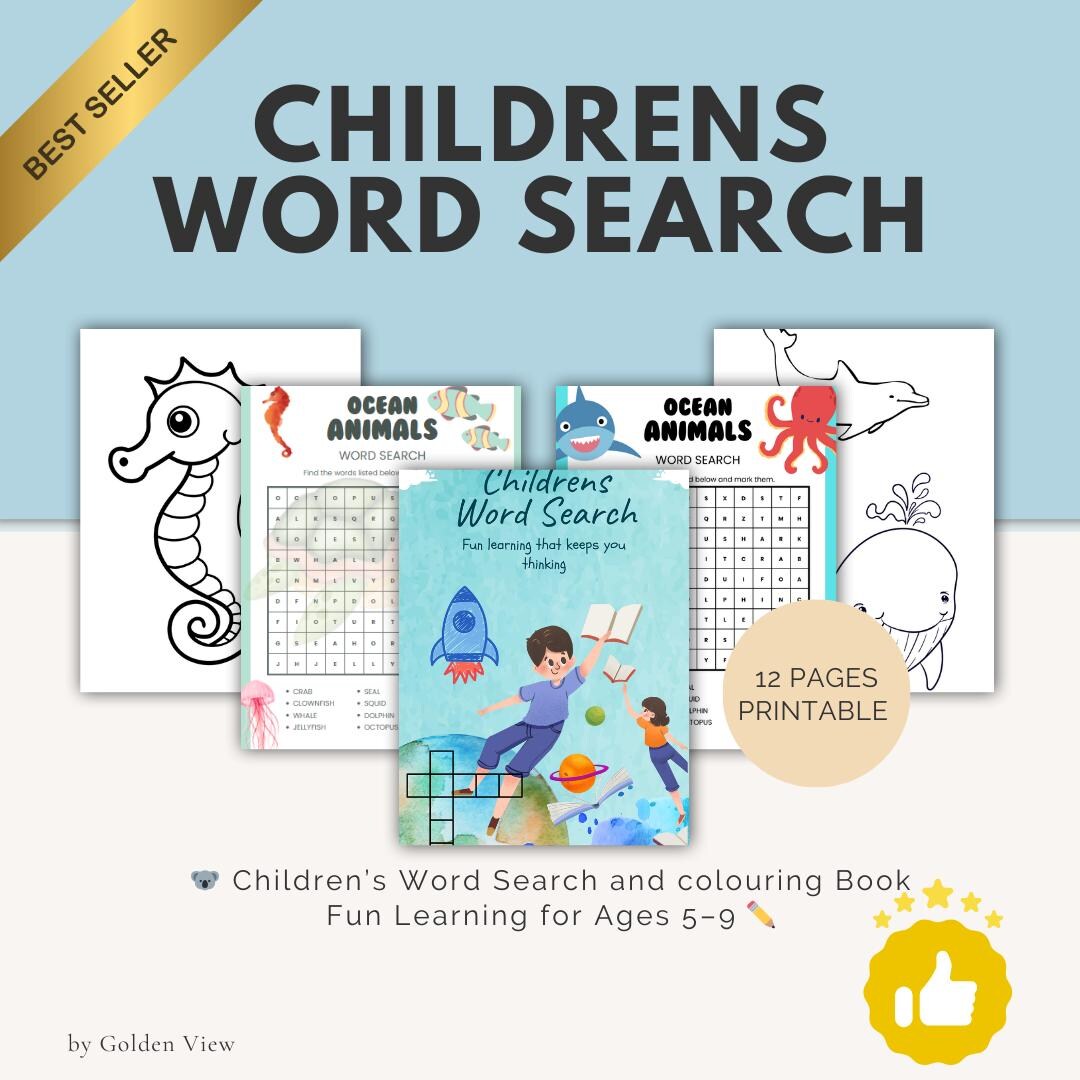 Children Word Search and Colouring Book. Kid Playful Fun - Etsy