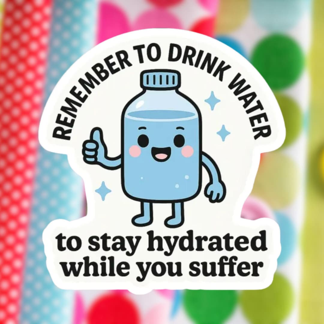 Funny Hydration Die Cut Magnet or Sticker | Cute Water Bottle Mental ...