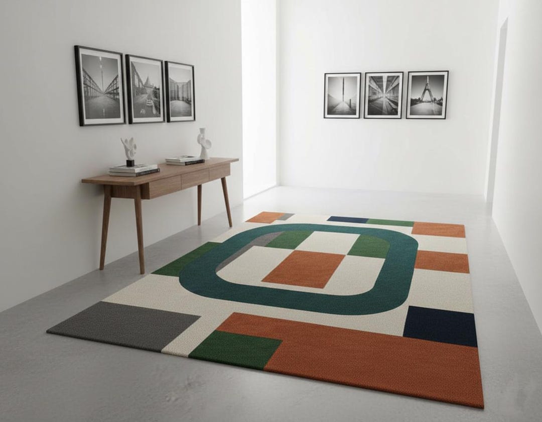 Abstract Color Block Area Rug | Modern Geometric Carpet - Etsy