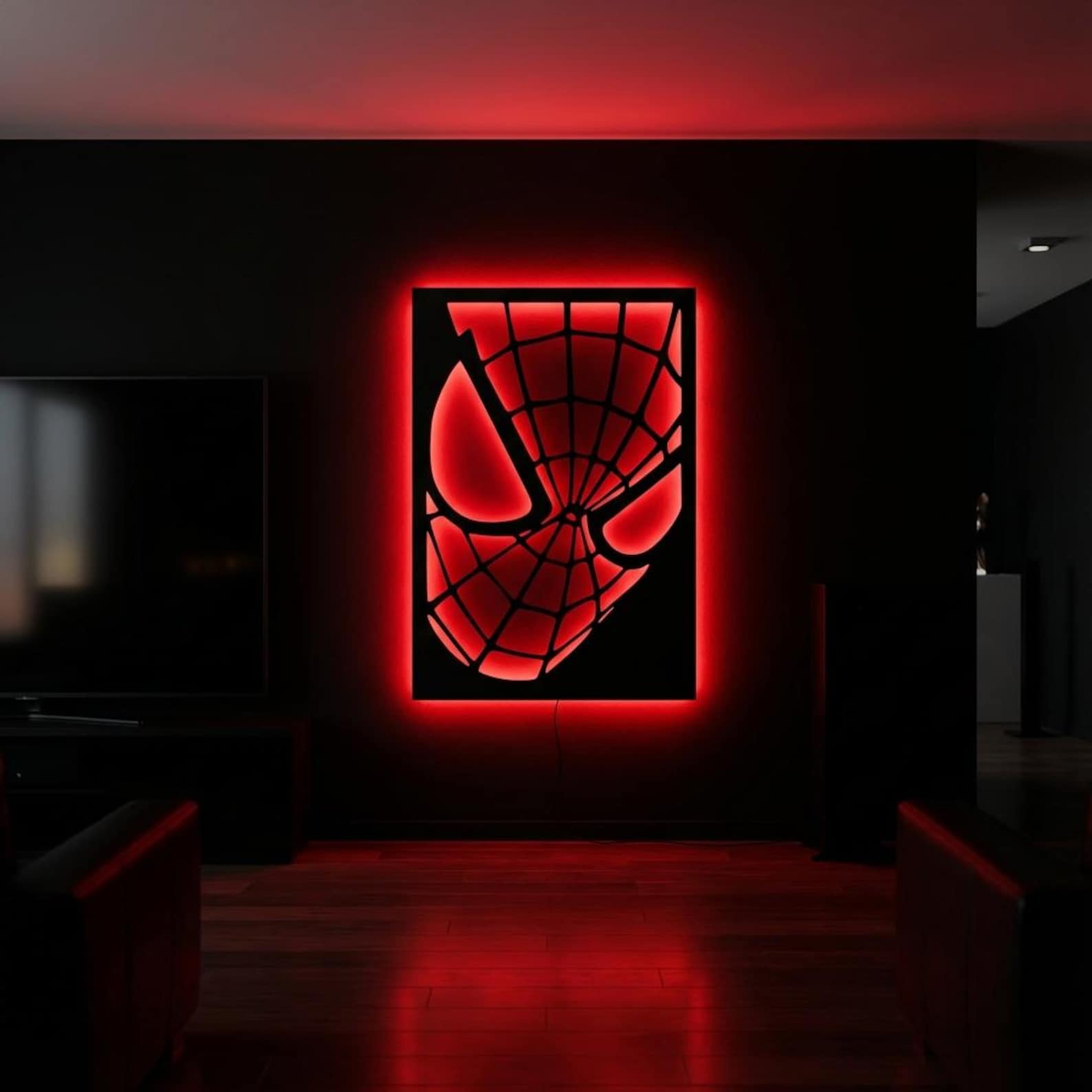 Handmade Spider-man LED Wall Decor | Comic Book Art Light-up Sign - Etsy