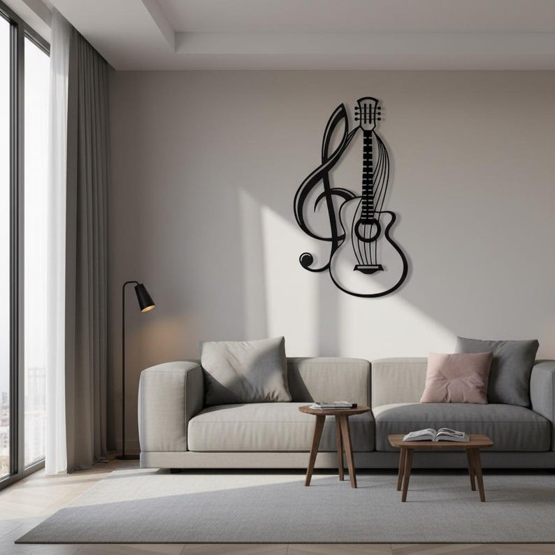 Guitar Treble Clef Metal Wall Art, Music Room Decor - Etsy Australia