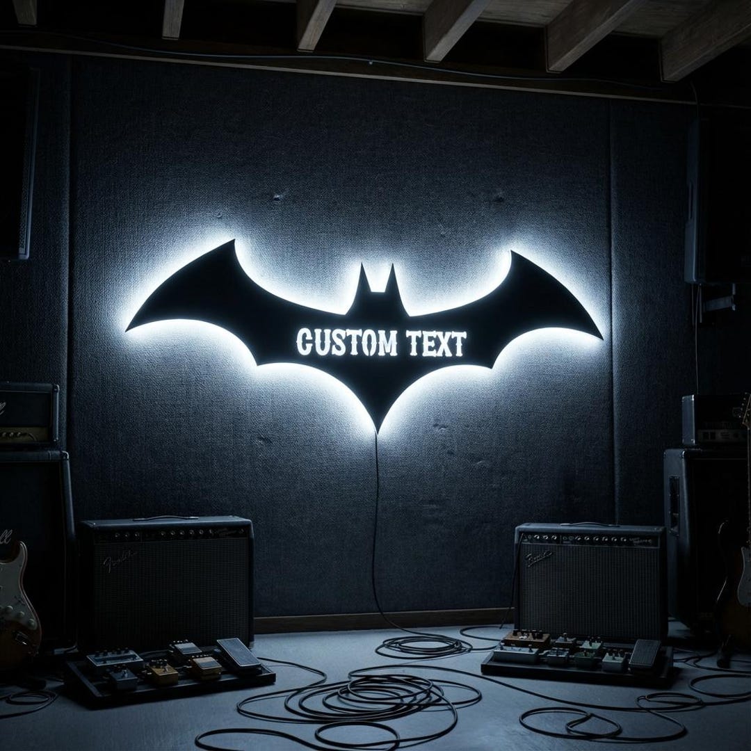Custom Text Bat-man LED Metal Wall Art | Personalized Superhero Room ...