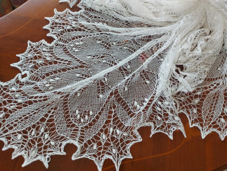 Knitted Lace Shawl Square Shawl White Wedding Shawl Lace Baby Blanket ...