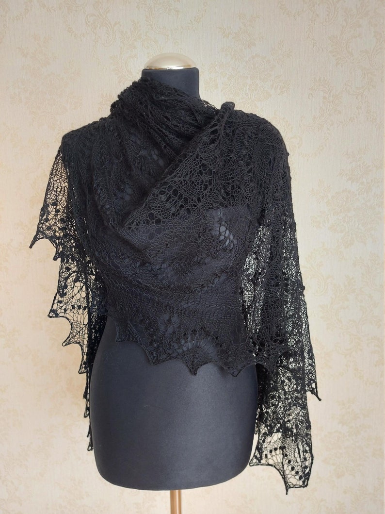 Кnit Shawl Black Wedding Shawl Lace Wrap Shawl Knitted Shawl Black ...