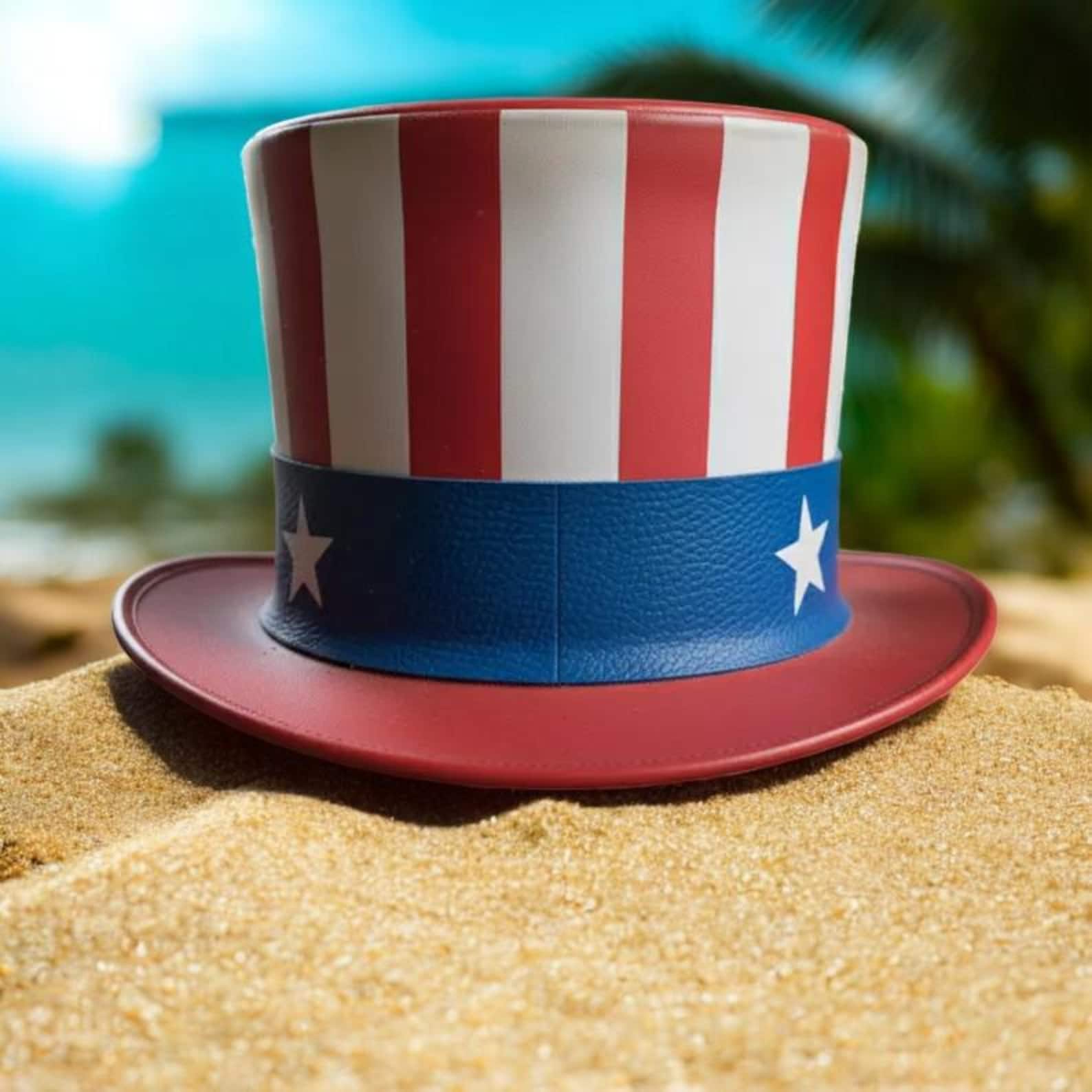 Handmade Leather American Flag Top Hat, Red White Blue Stars Patriotic ...