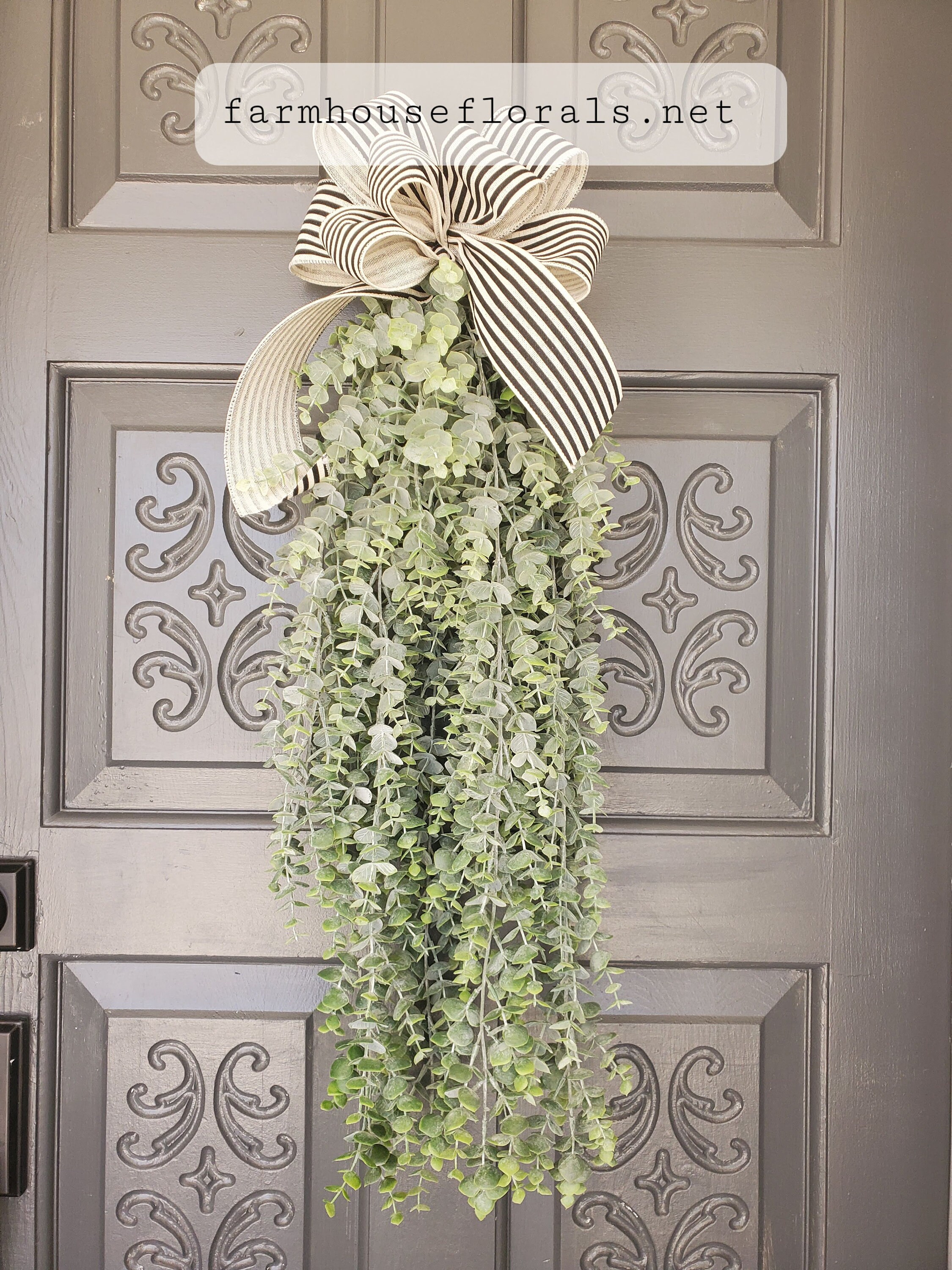 Eucalyptus Teardrop Swag Farmhouse Arrangement Door Decor | Etsy