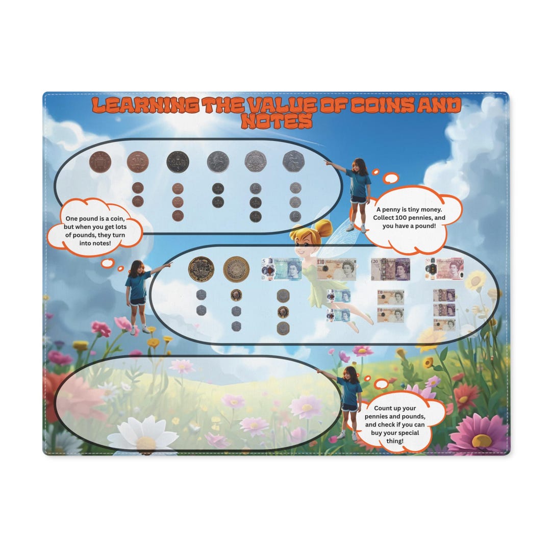 Educational Placemat for Kids - Learning Coin Values, Fun Table ...