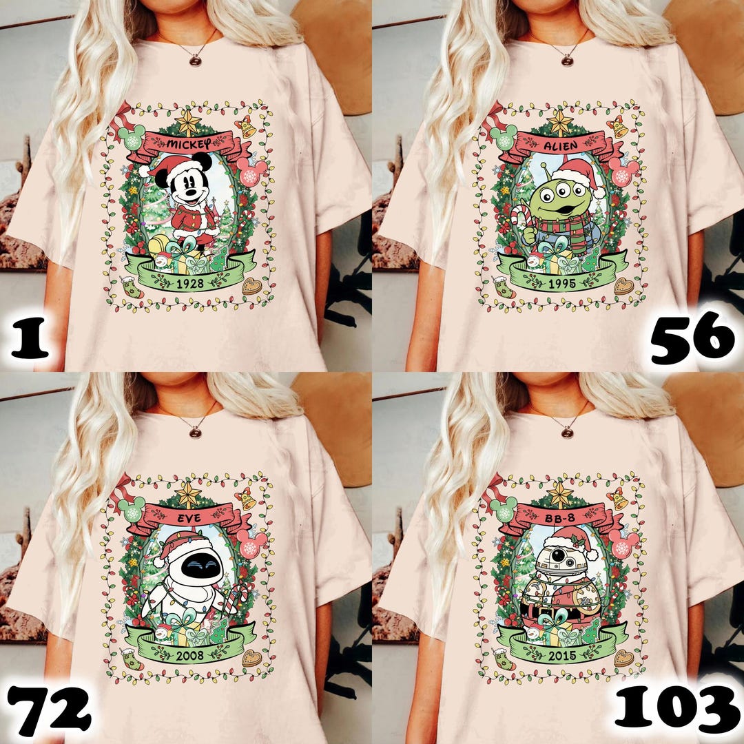 All Characters Christmas Wreath Disneyland Xmas Tee,it's the Most ...