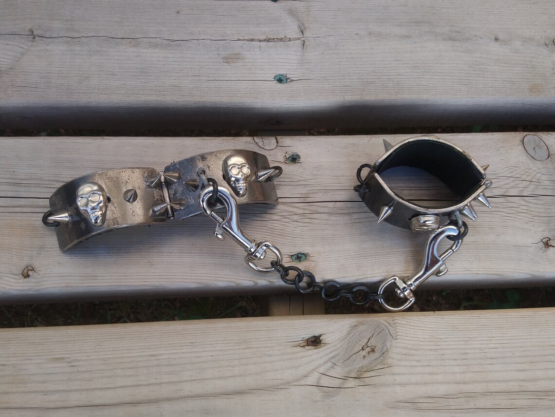 Steel Manacles Decorated With Skulls and Spikes. - Etsy UK