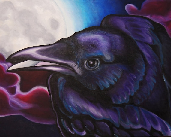 RAVEN Signed Art PRINT of Original Oil Painting Bird Artwork | Etsy