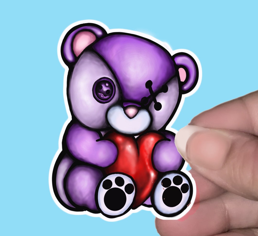Voodoo Teddy Bear With Heart Removable Vinyl Sticker Decal for Laptops ...