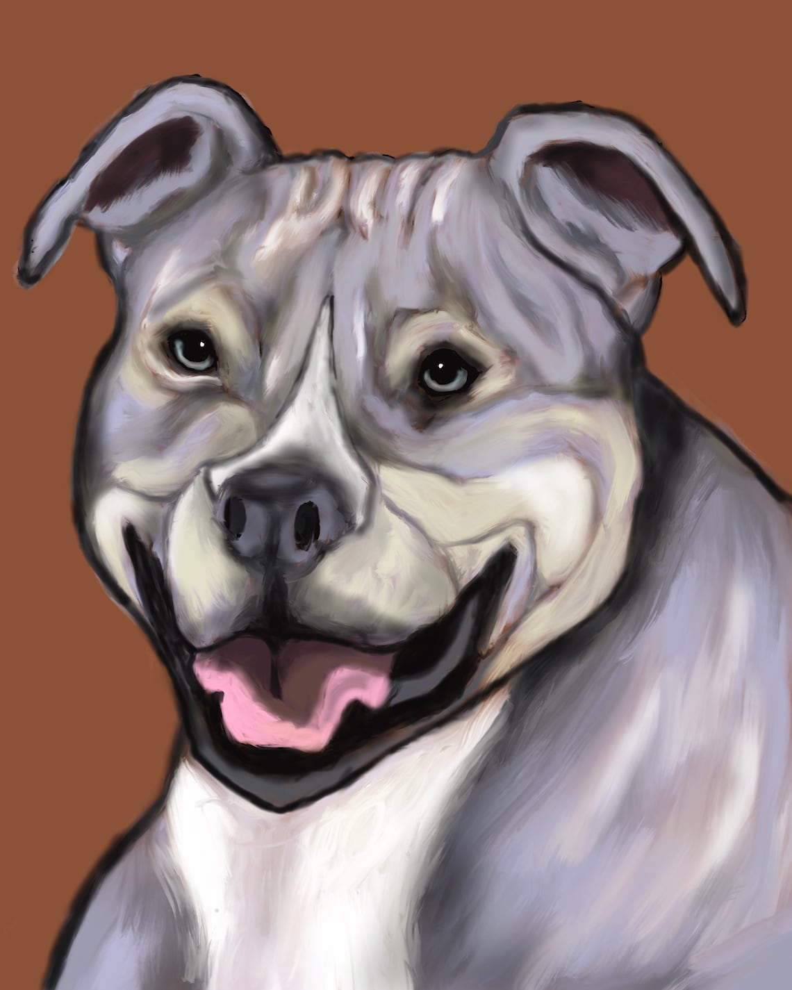 Blue Nose Pit Bull Terrier Signed Art PRINT of Original | Etsy