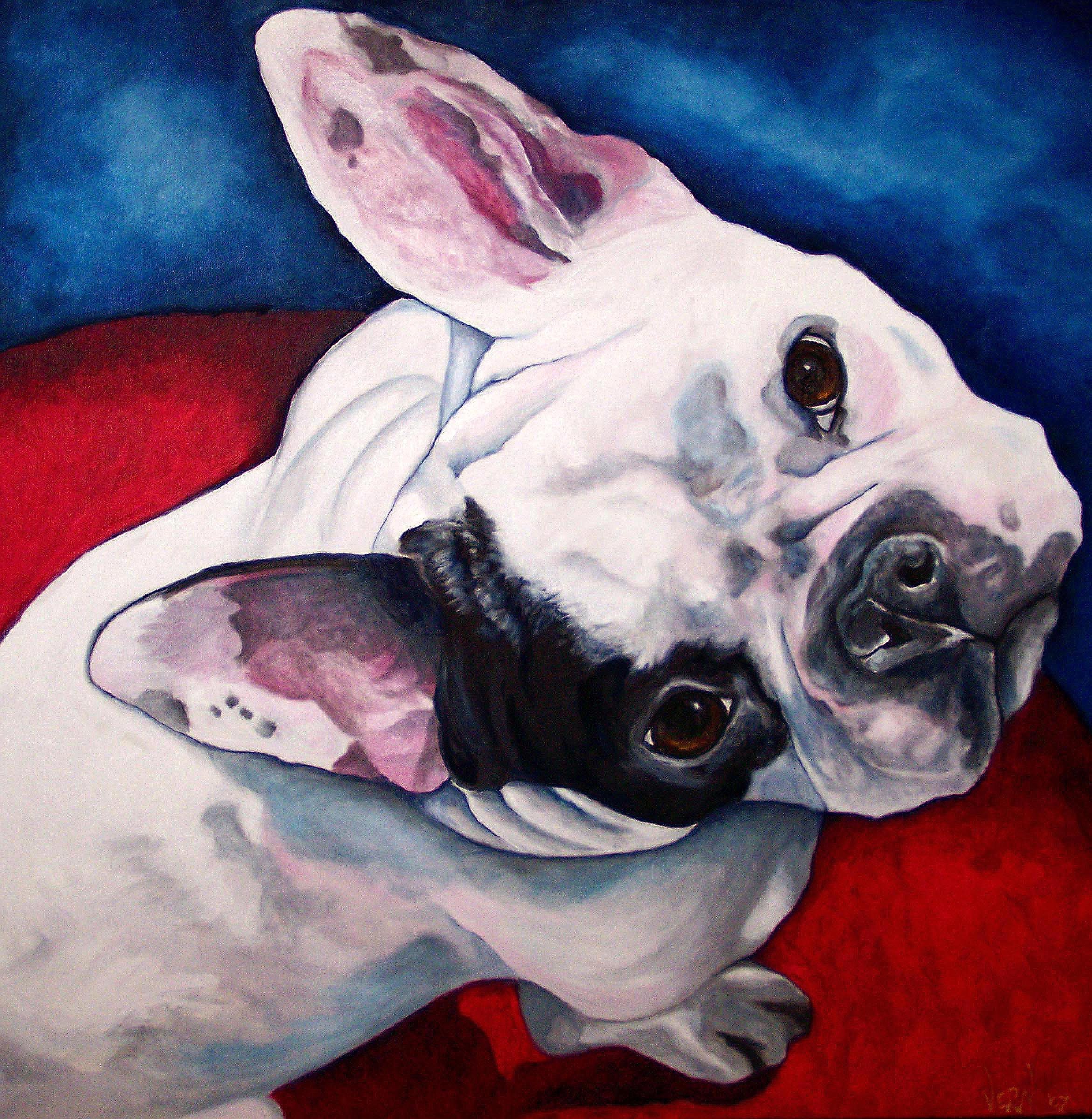 French Bulldog White With Patch Signed Dog Art PRINT of - Etsy