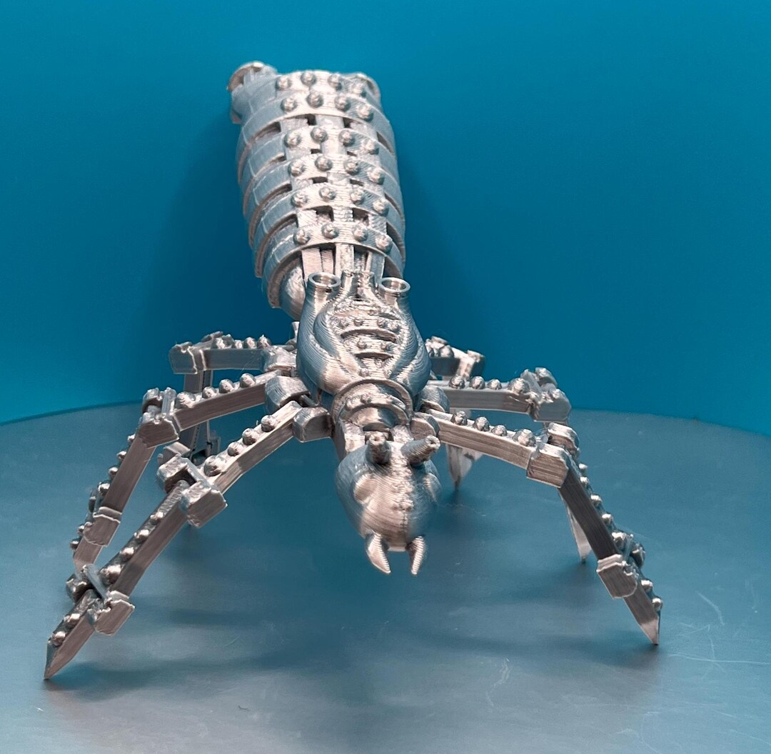 3D Printed Articulated Steampunk Pincher Bug Earwig Unpainted Chrome ...