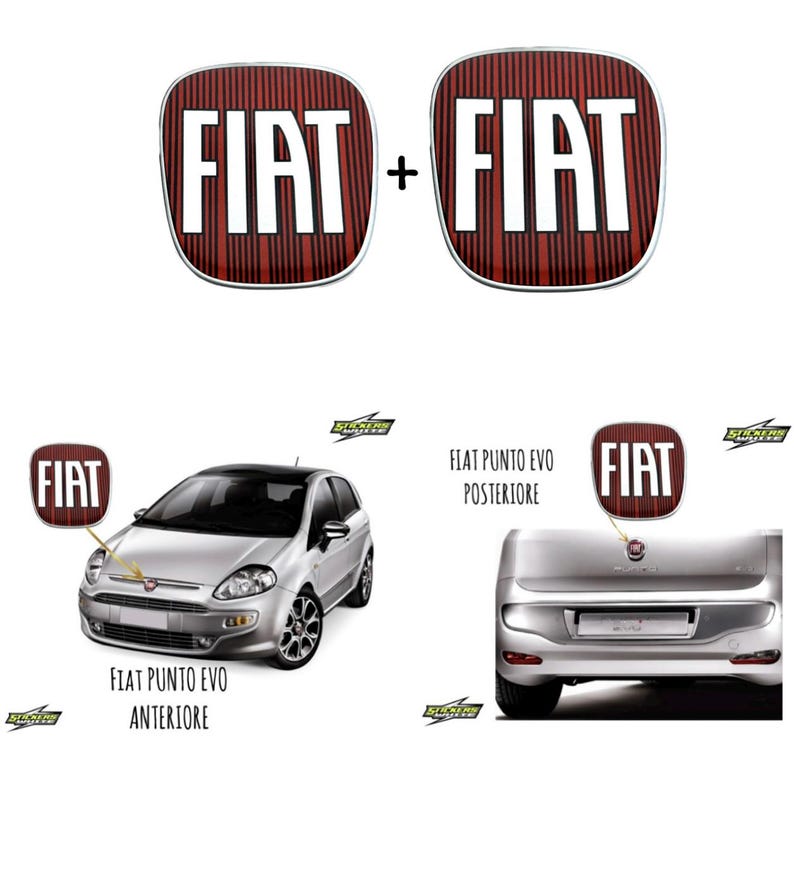 Naklejka z logo Fiat PUNTO EVO Przód - Tył - Przód + Tył NIEoryginalny ...