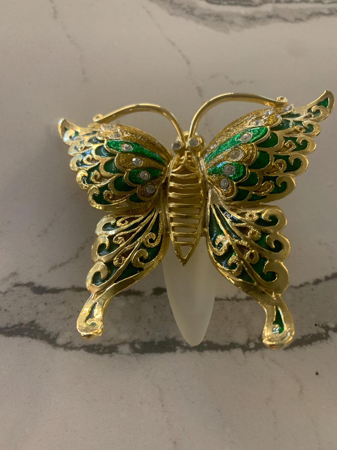 Vintage Perfume Bottle Butterfly Dabber Atomizer Gold Jeweled Emerald ...