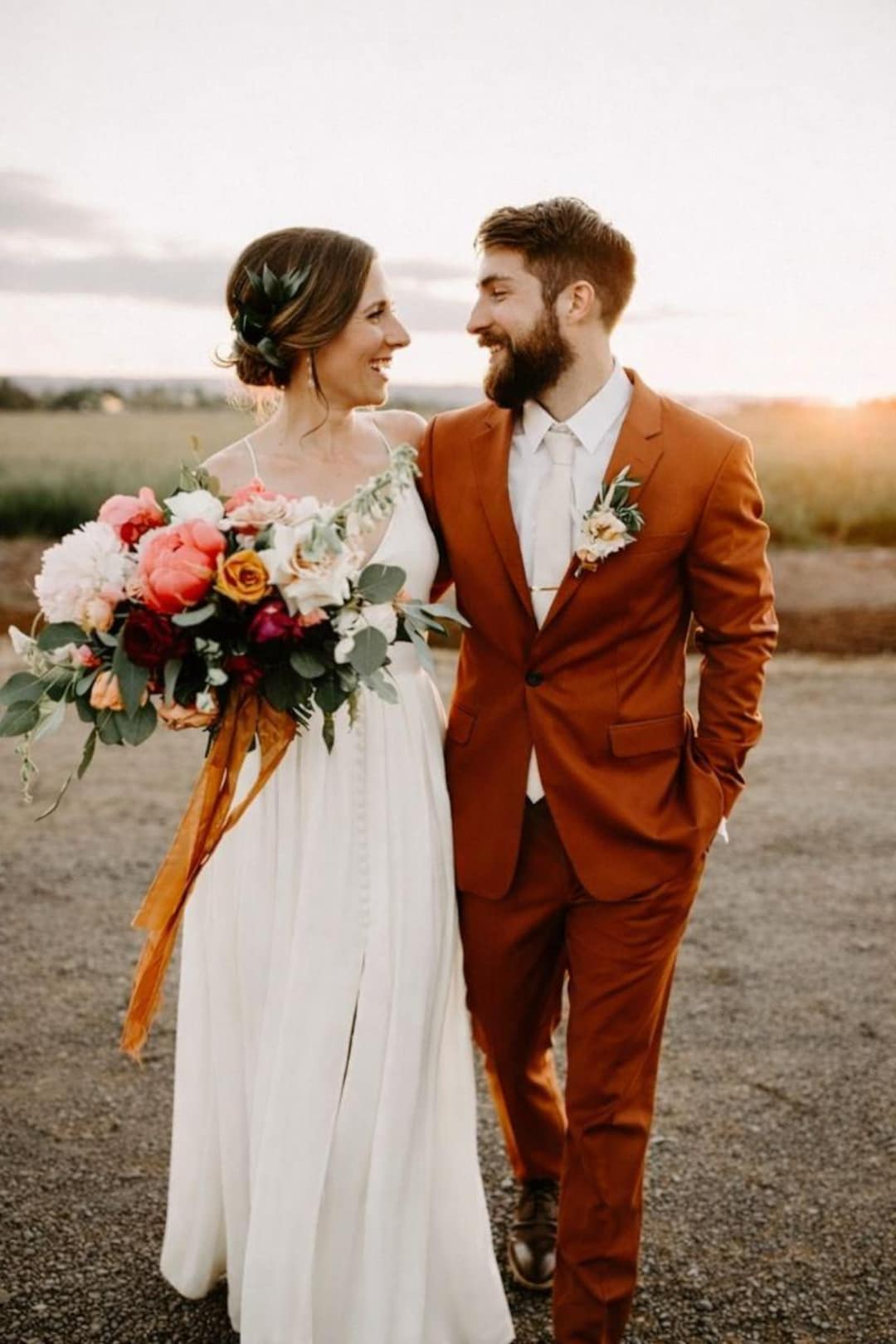 Men’s Rust Suit – Burnt Orange Wedding Attire for Groom & Formal Events ...