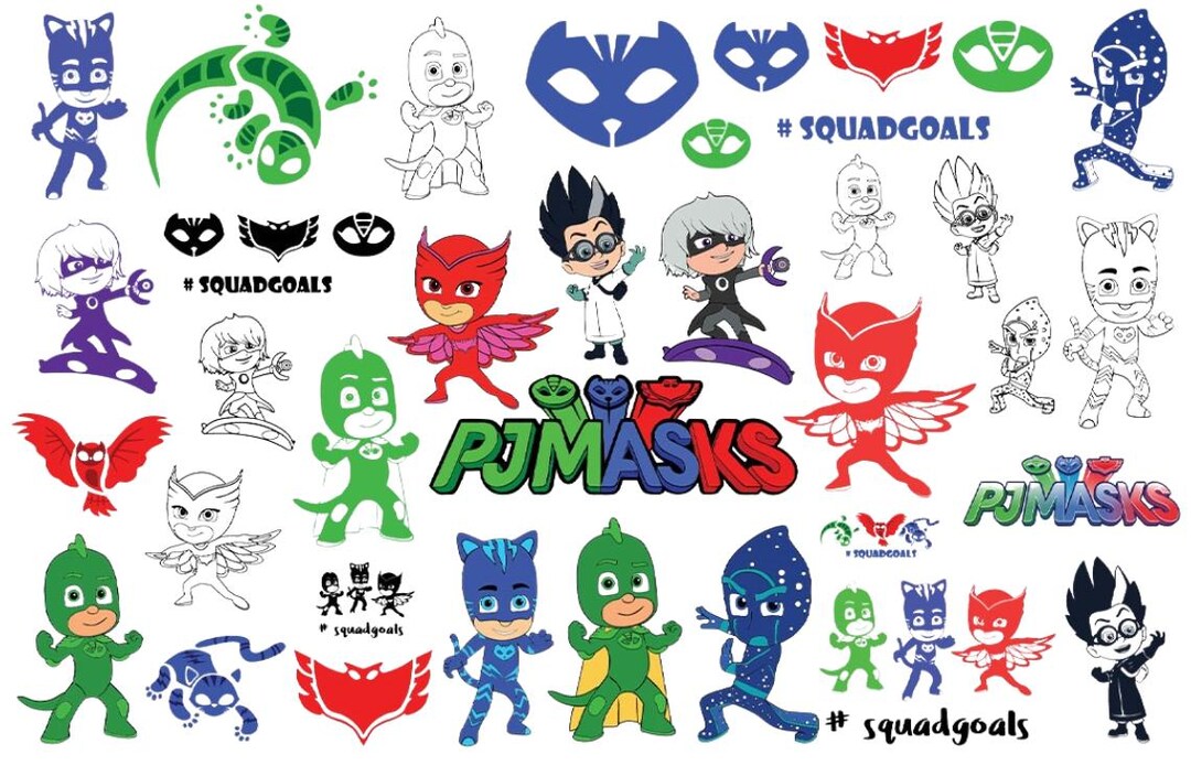 Paquete SVG y PNG de PJ Masks: Diseños gráficos (descarga digital ...