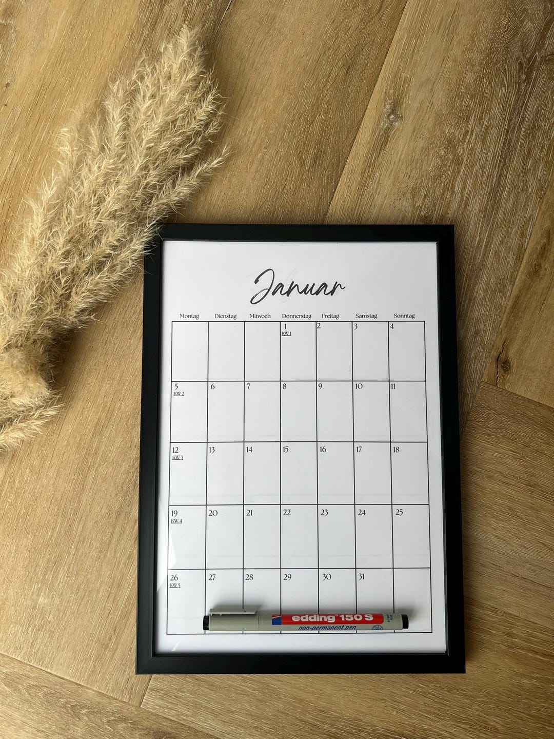 2026 Calendar Template in Picture Frame Including Marker / Black ...