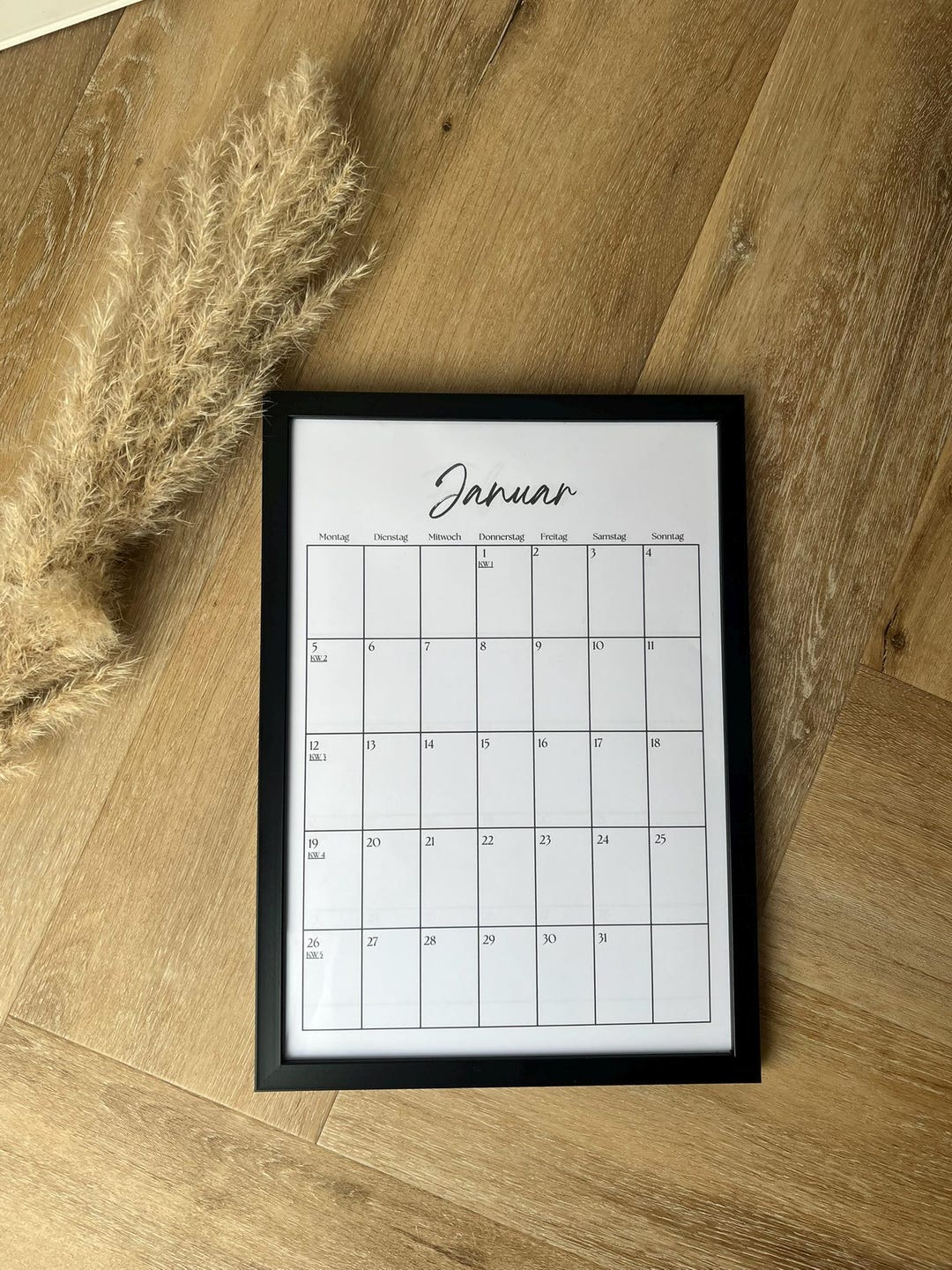 2026 Calendar Template in a Picture Frame / Black / Simple ...