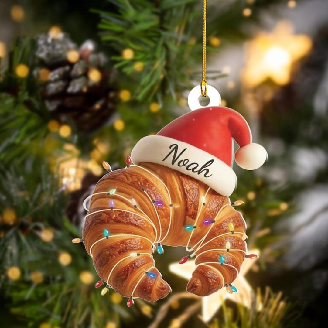 Personalized Croissant Christmas Ornament, Funny Foodie Holiday Decor ...