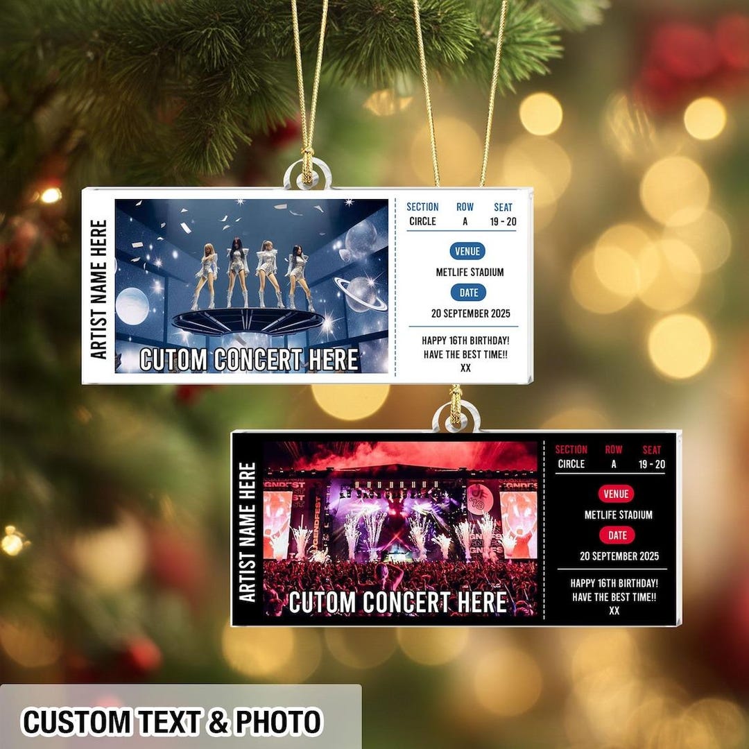 Personalized Acrylic Concert Ticket Ornament, Music Lovers Keepsake ...