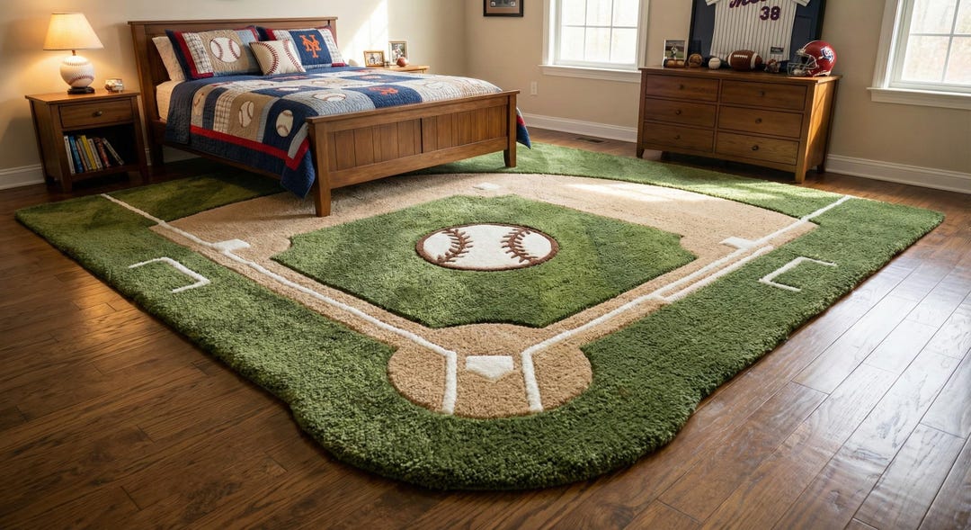 Hand Tufted Baseball Field Rug – Sports Kids Room Carpet - Etsy