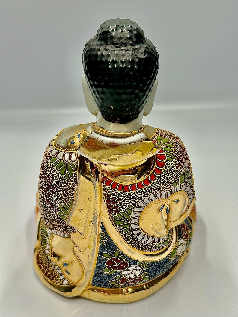Vintage Japanese Satsuma Style Buddha Incense Burner Candle Holder Gilt ...