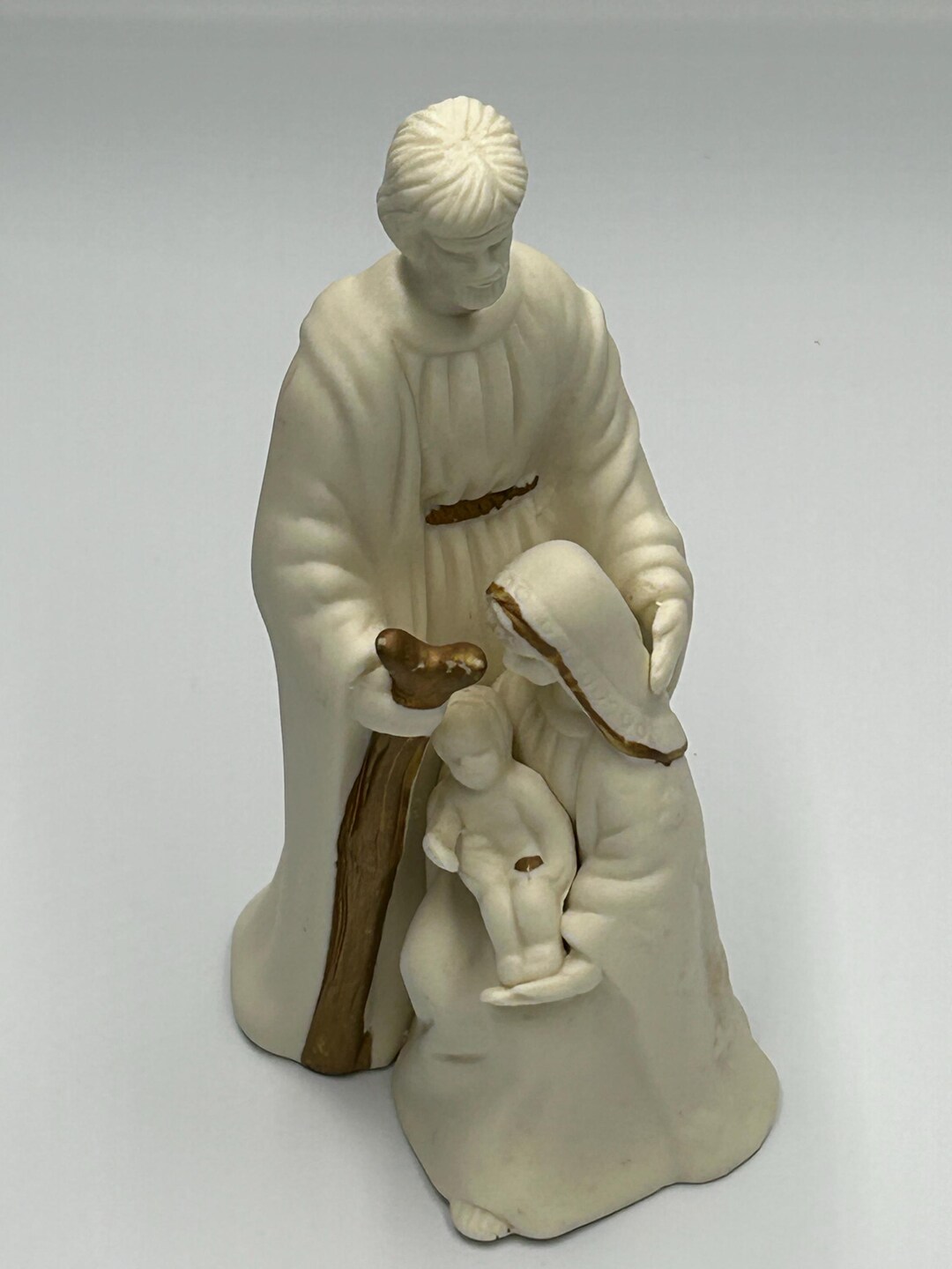 Vintage Holy Family Figurine Alabaster Style Nativity Joseph Mary Child ...