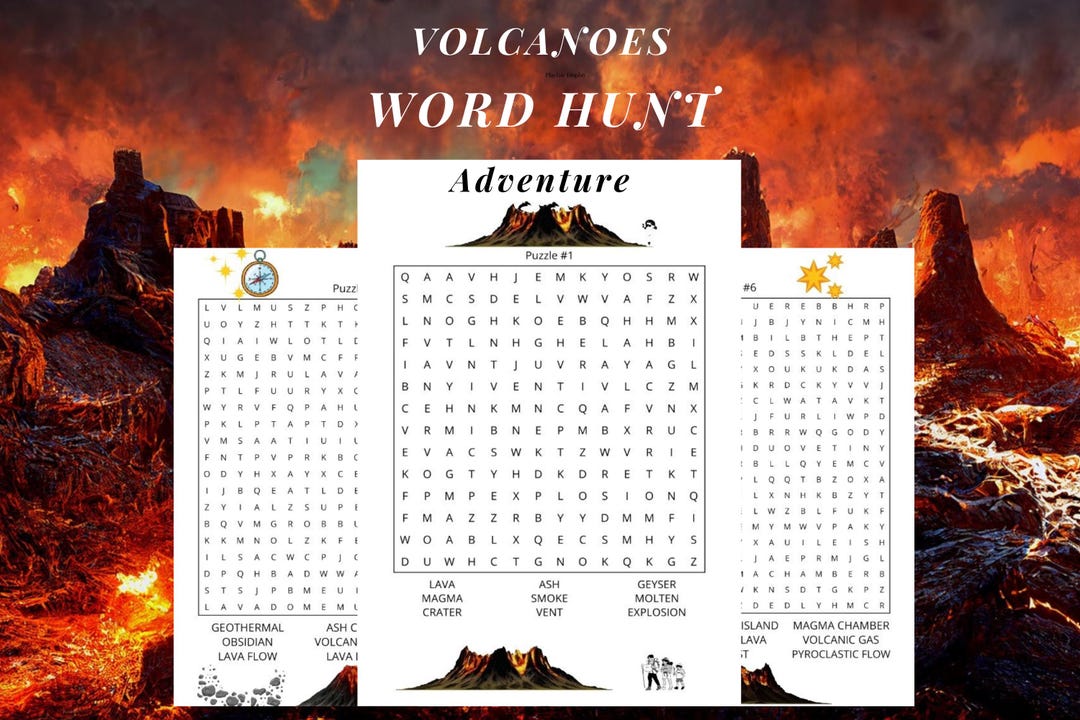 Volcanoes Word Search Printable | 10 Educational Puzzles About Lava ...