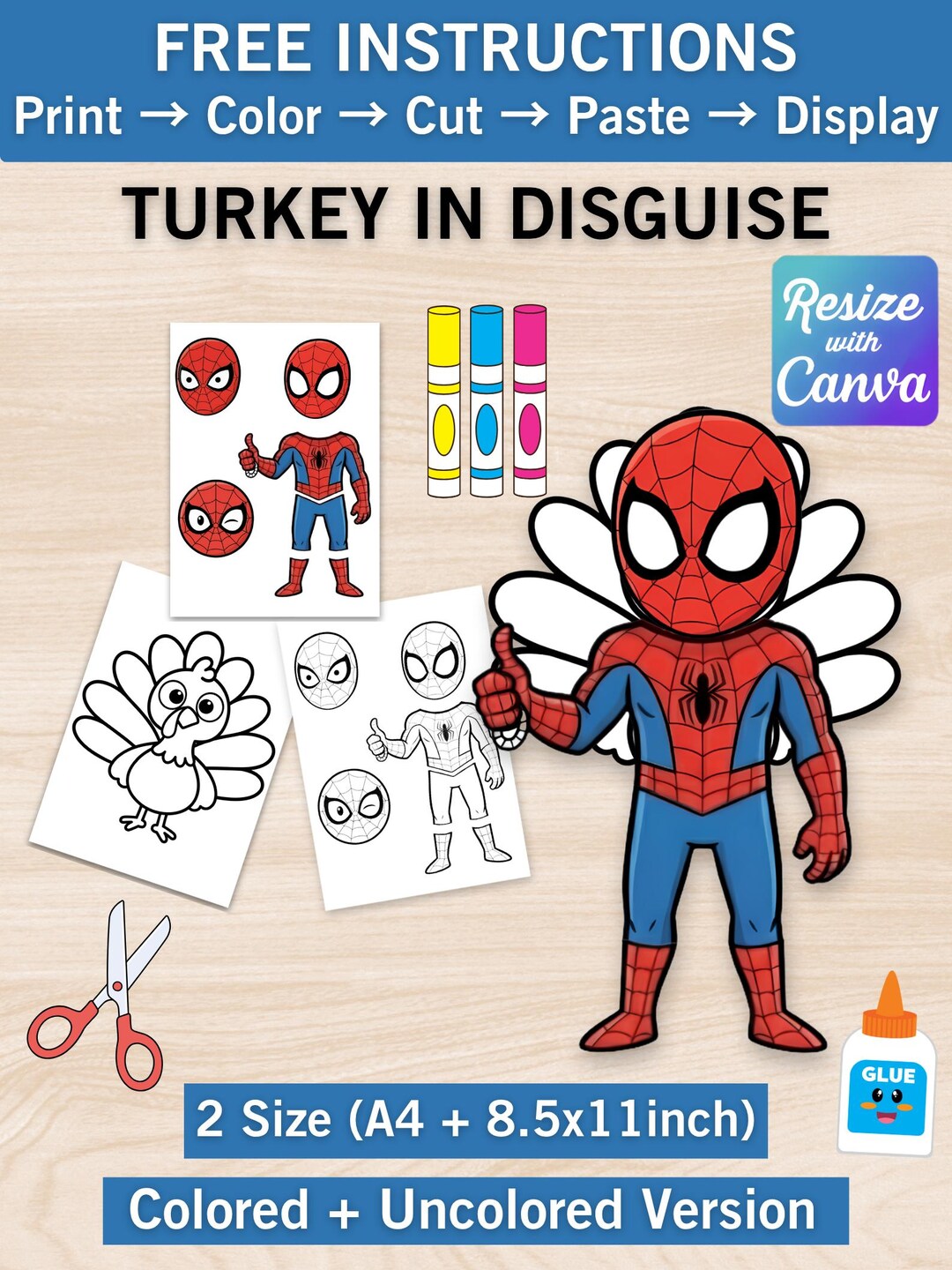 Superhero Disguise a Turkey Printable - Superhero Thanksgiving Craft ...