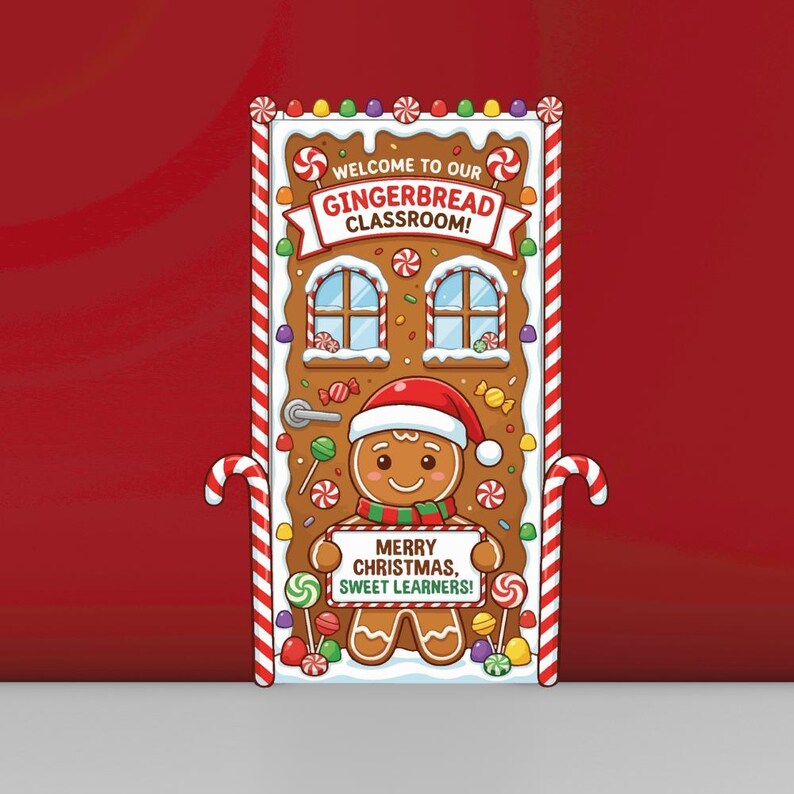 Gingerbread Christmas Classroom Door Decor Kit (printable PDF) - Etsy