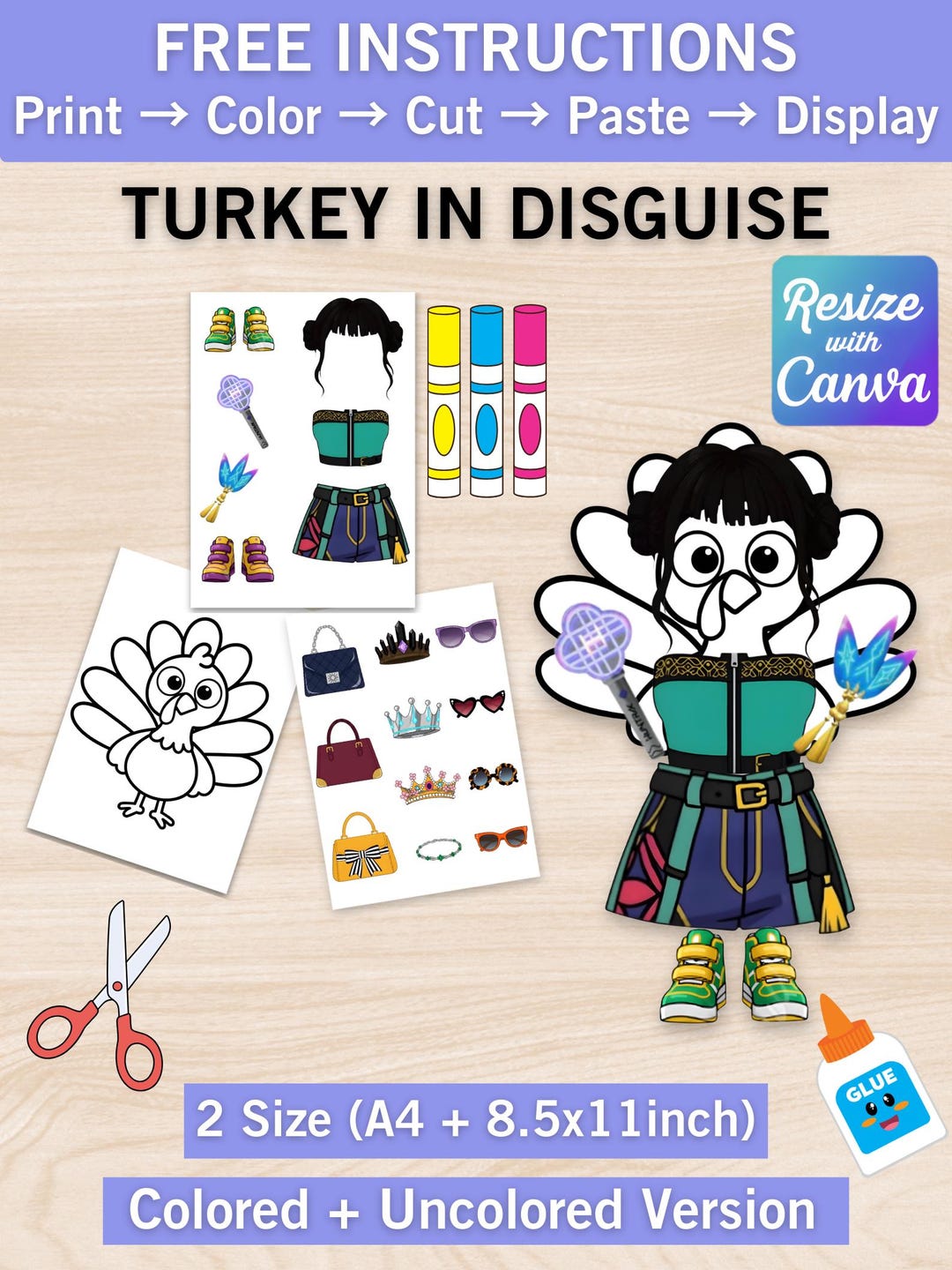 Turkey Disguise Craft Kit, Singing Star Disguise, Turkey Disguise Zoiy ...