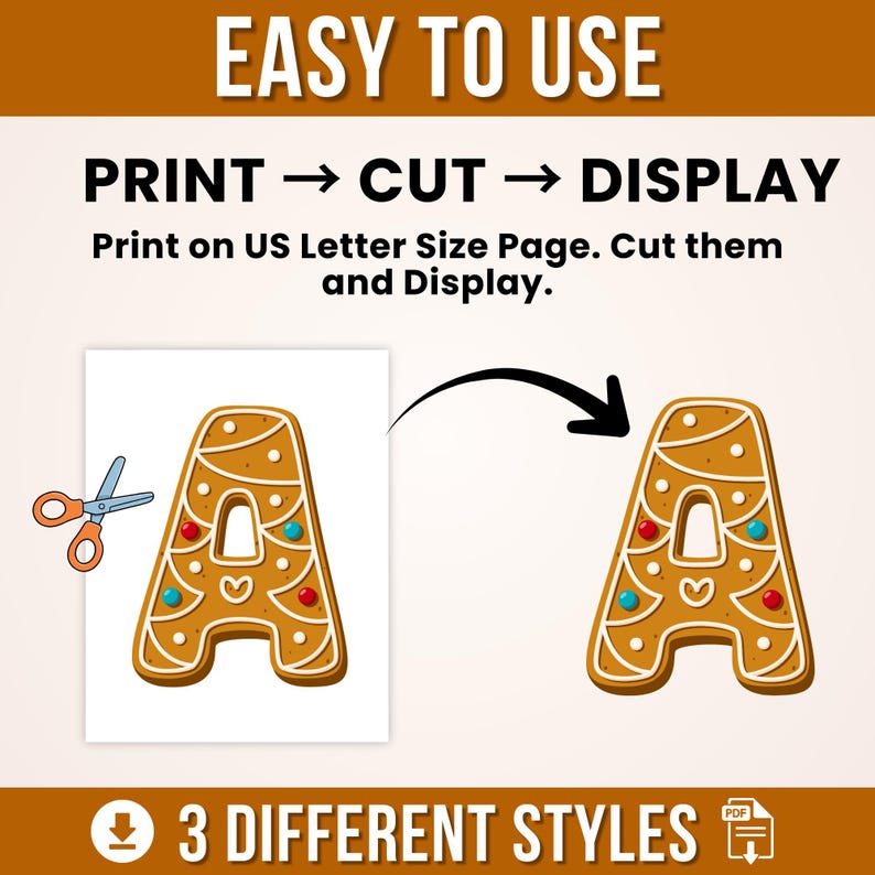 Christmas Bulletin Board Letters Printable, Gingerbread Alphabet ...