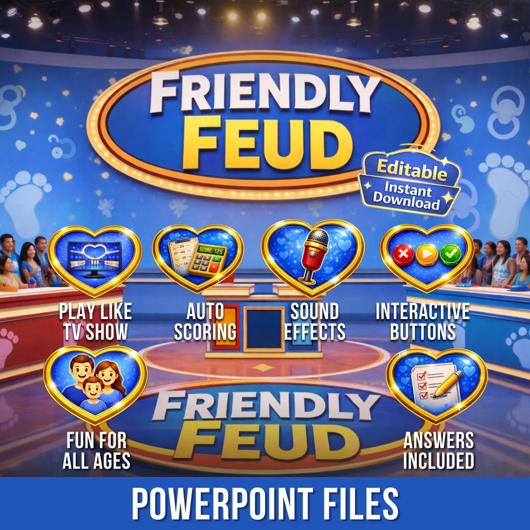 Friendly Feud Family Game, Editable Powerpoint Game Show With Auto ...
